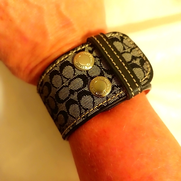 Coach | Jewelry | Coach Black And Gray Signature C Cuff Bracelet | Poshmark
